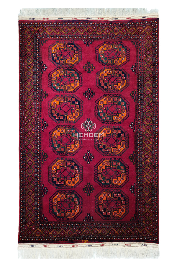 Turkmen Rug – Handknotted Wool Carpet 155x245cm Red – Hemdem Rugs